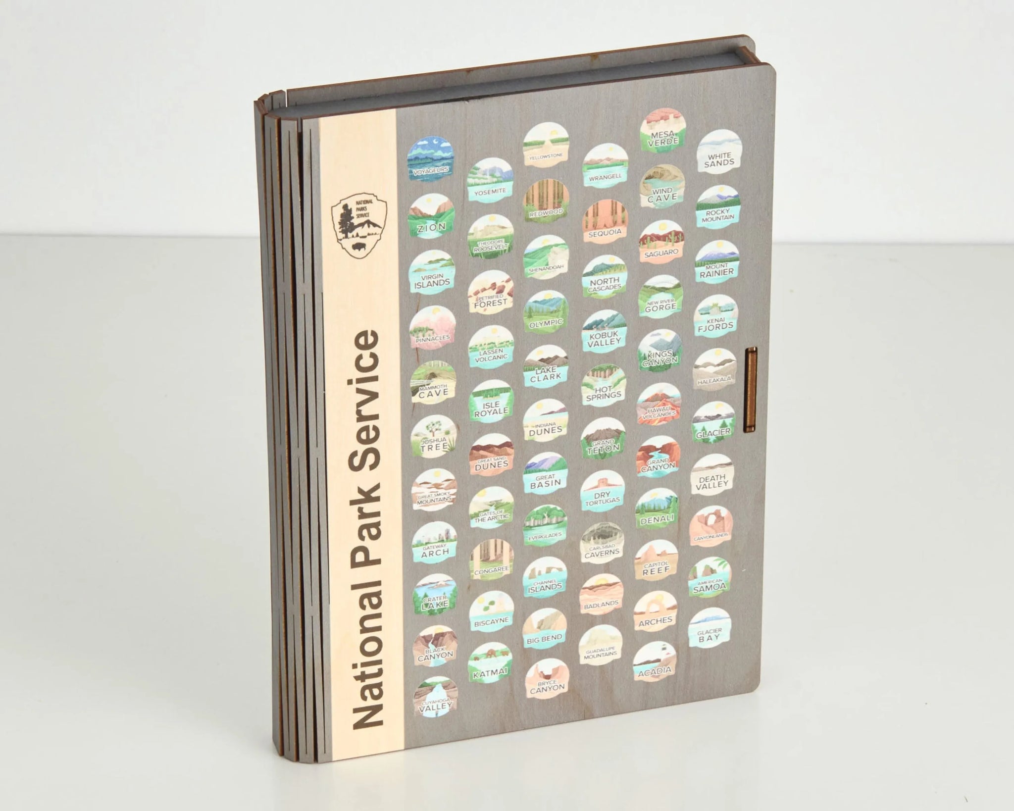 US National Park Map Organizer Box Wooden Storage (Park Logo) | Lemap