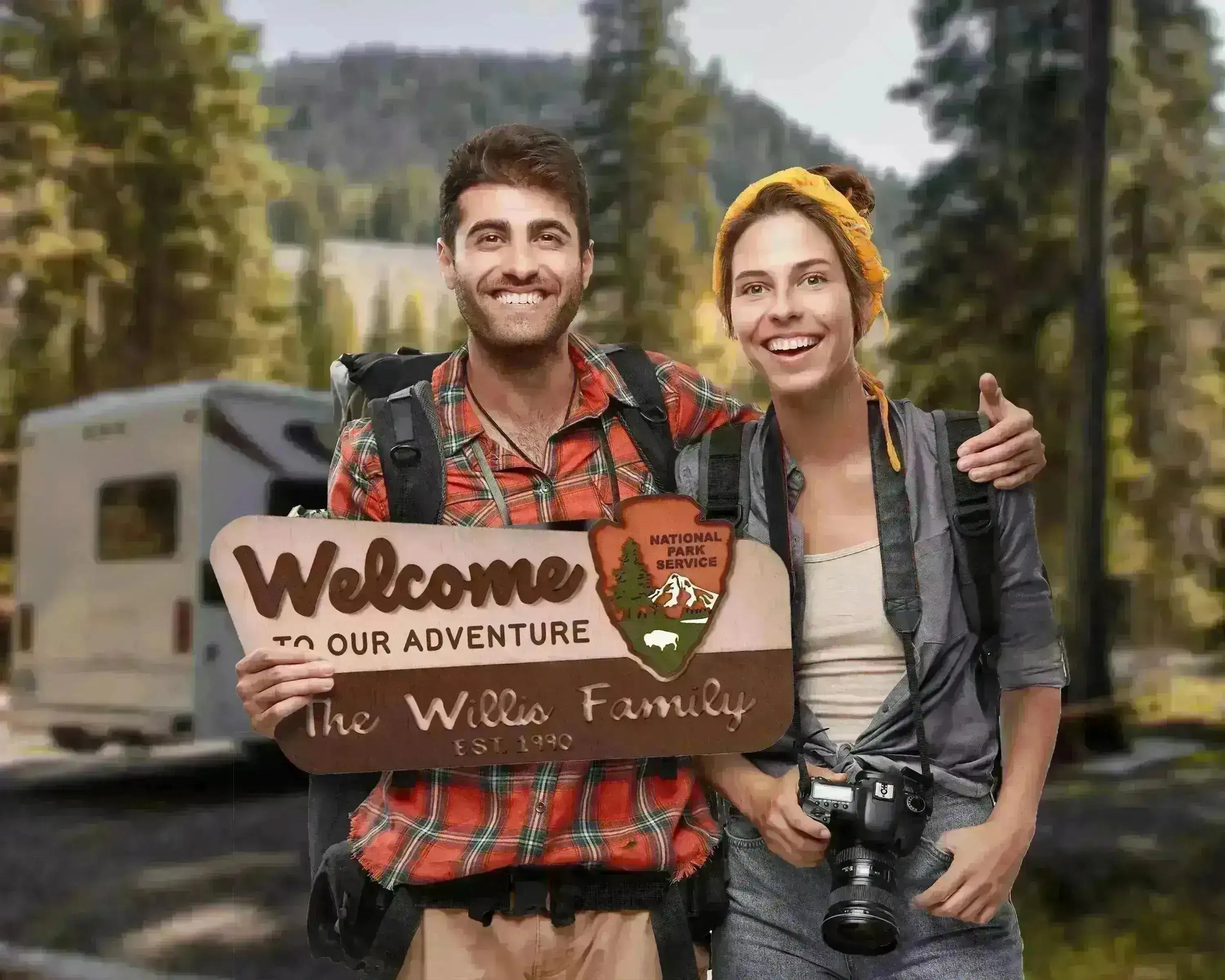 3D National Park Service Family Name Welcome Sign (Deer Design) | Lemap