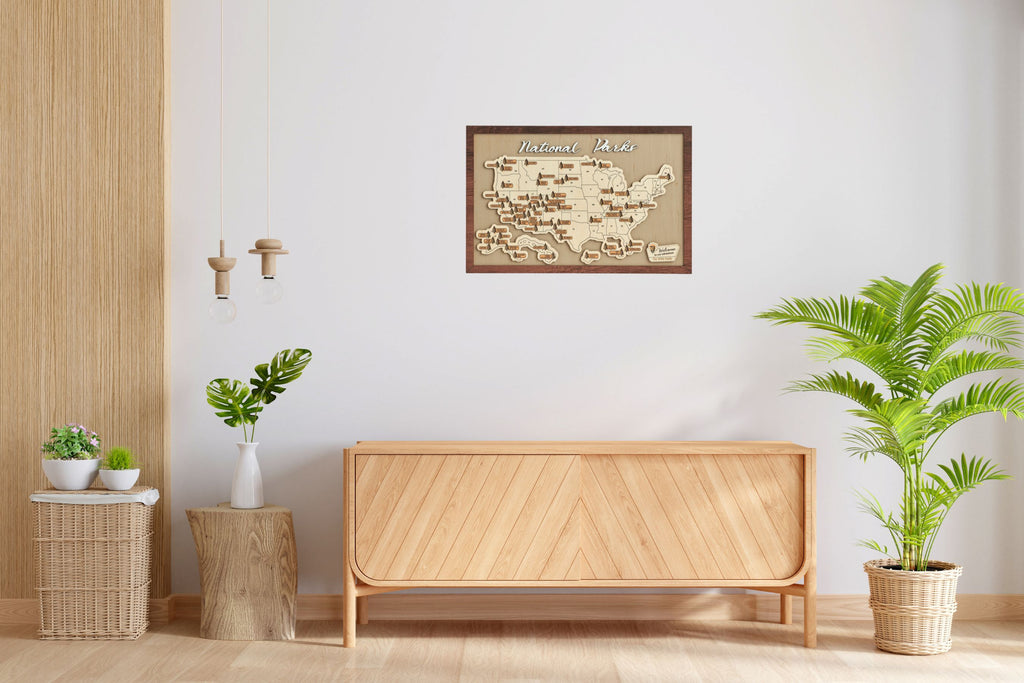 US National Parks Travel Map With Trees To Record Park Visits (Hiking ...