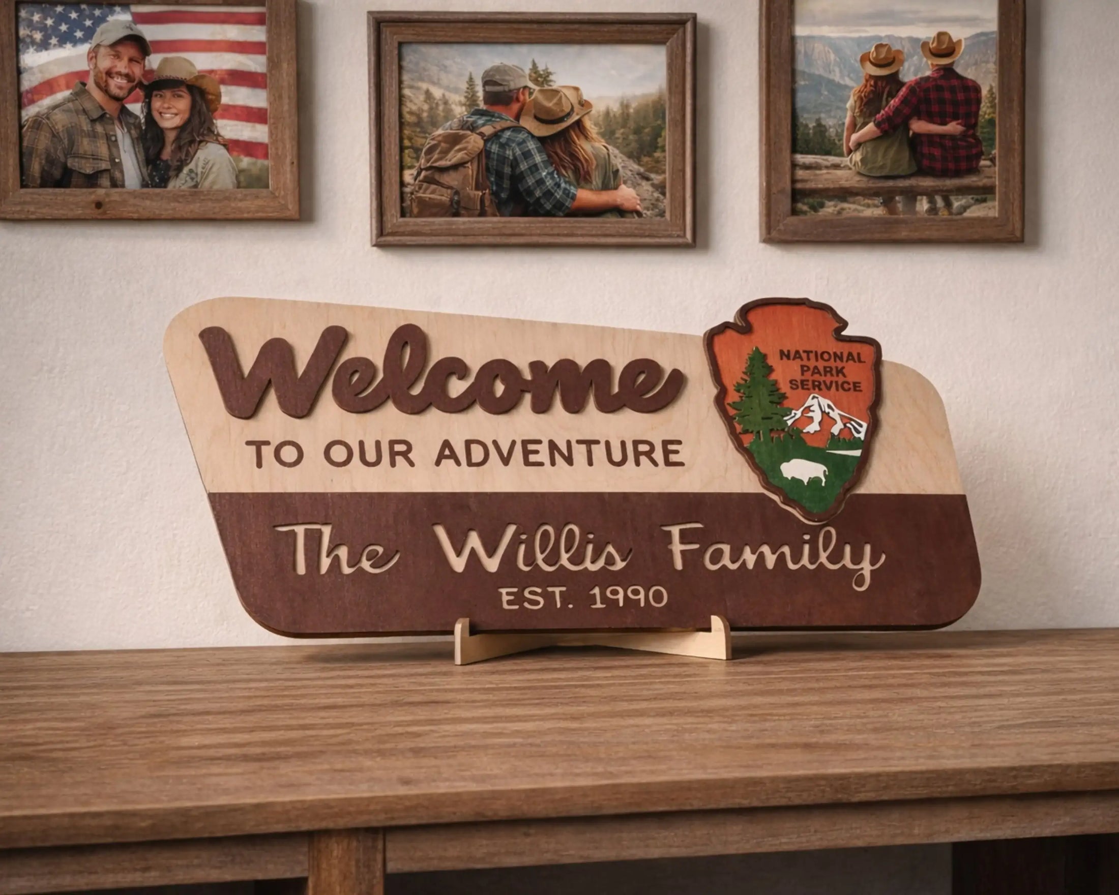 3D National Park Service Family Name Welcome Sign (Bison Design) | Lemap