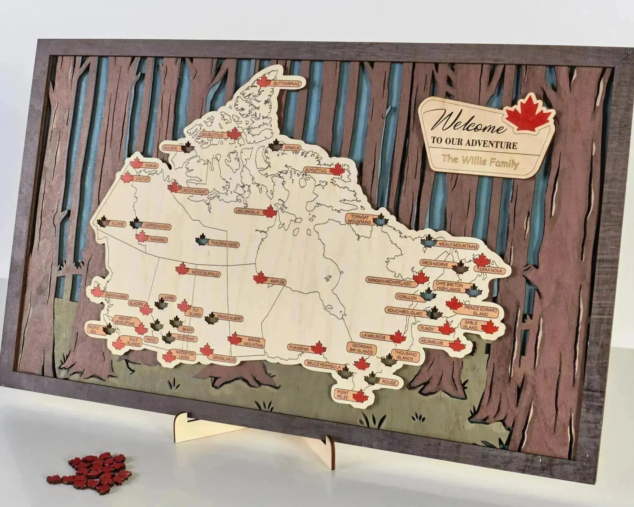 Canada 3D Wooden National Parks Travel Map To Record Park Visits (Light ...