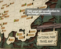 US 3D Wooden National Parks Travel Map With Trees To Record Park Visits ...