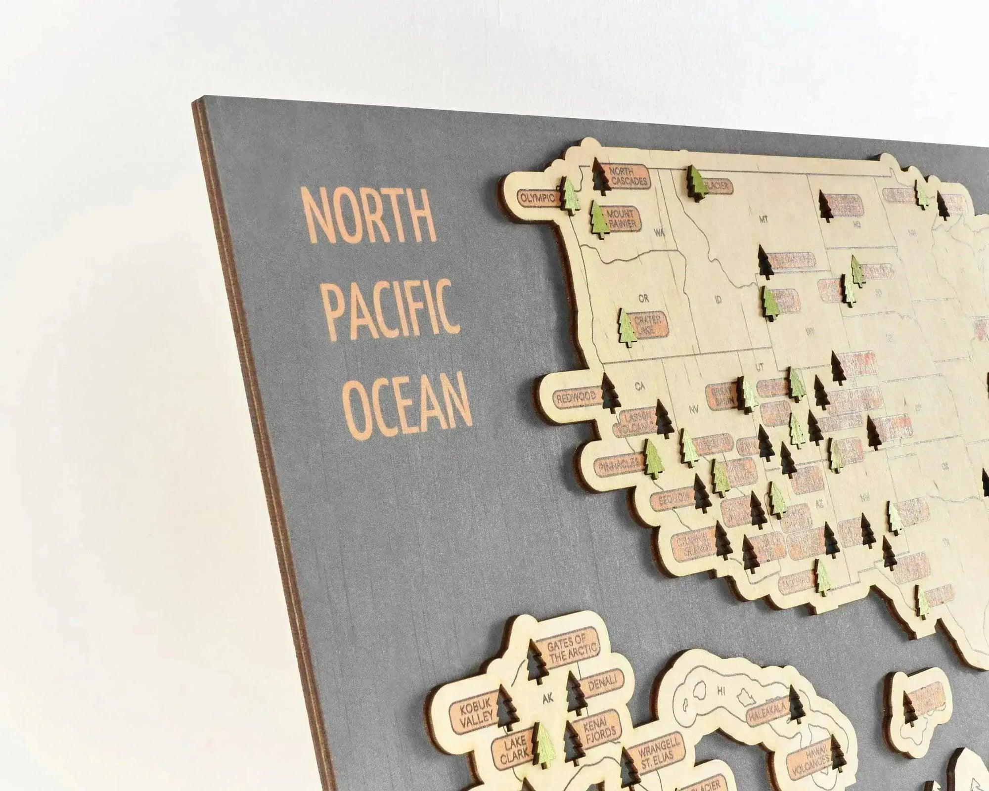 US 3D Wooden National Parks Travel Map With Trees To Record Park Visits ...