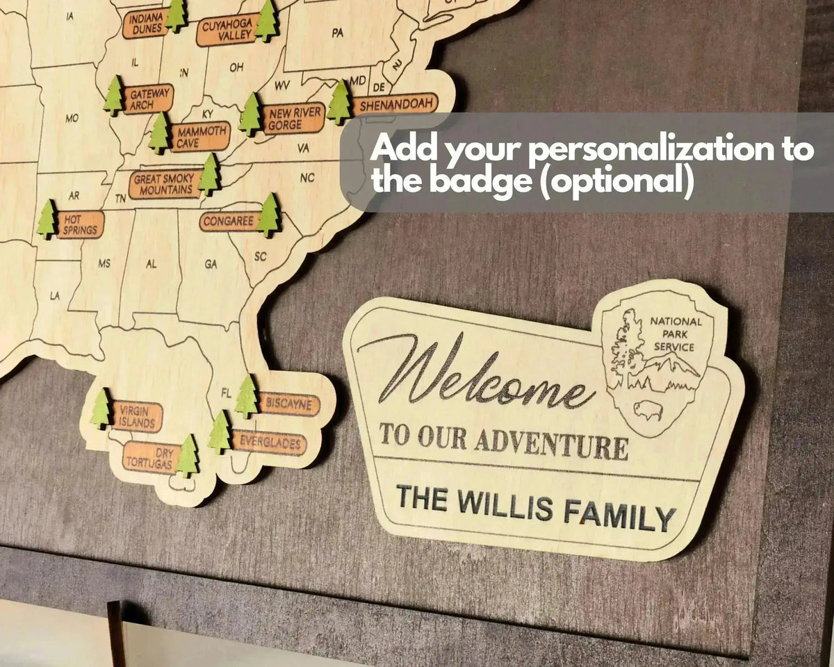 US Wooden National Parks Map With Trees To Record Park Visits (Coffee ...